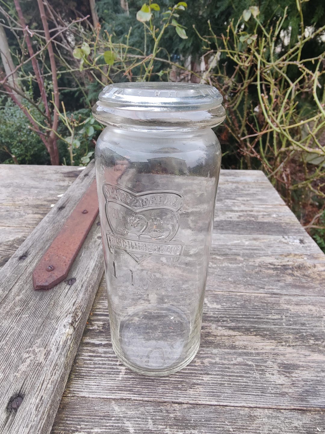 Very Old Weck Storrage Jar , Weck Glass With Heart Logo , 1 L ...