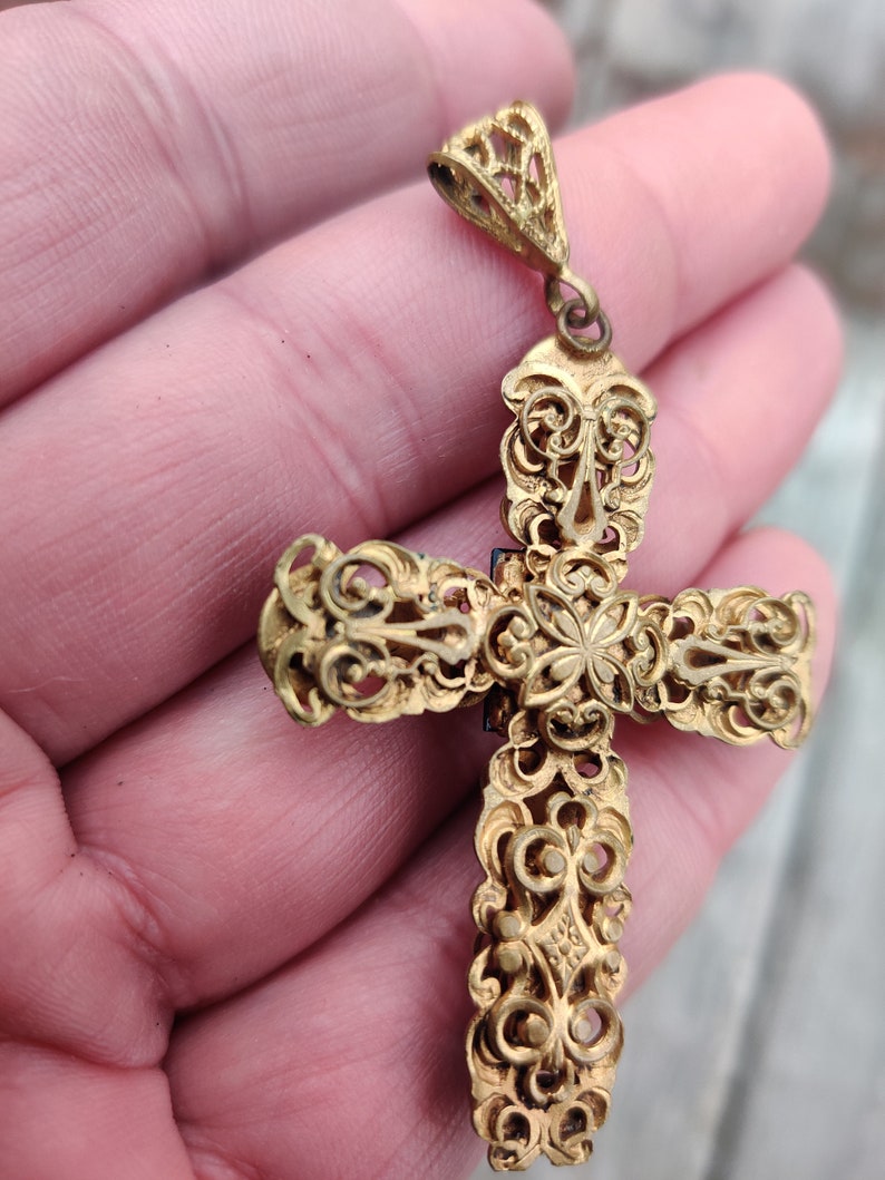 Max Neiger Style Crucifix, Cross Pendant, Withe Blue Rhinestones, Art ...