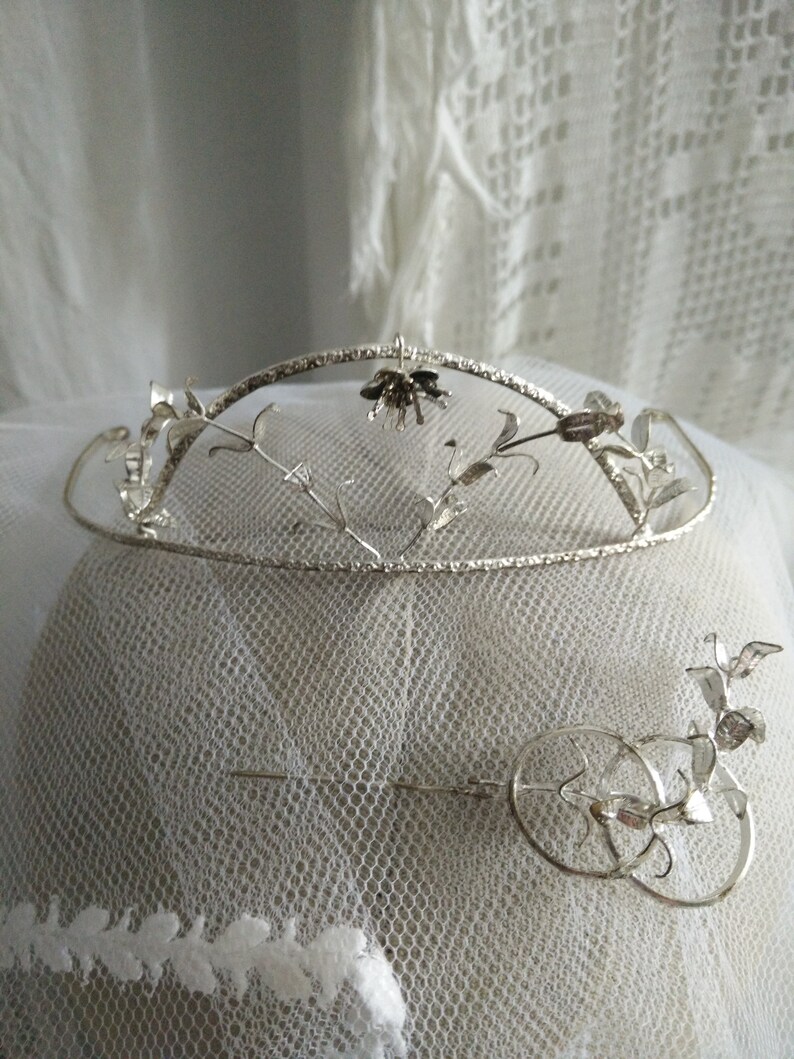 Elegant German Myrtle Crown Vintage Silver Wedding Tiara - Etsy