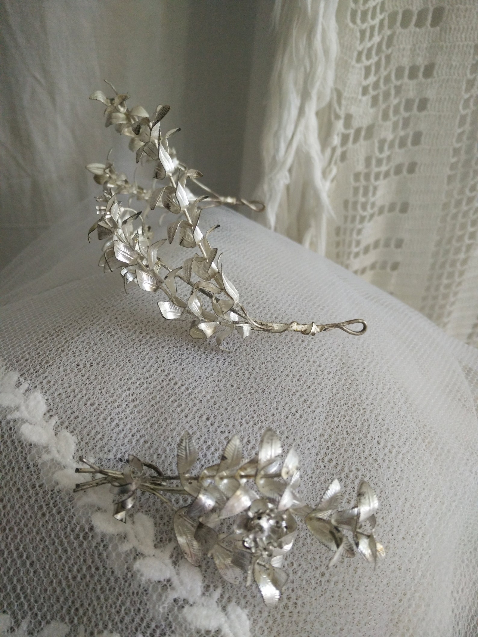 Elegant German Myrtle Crown Vintage Silver Wedding Tiara | Etsy