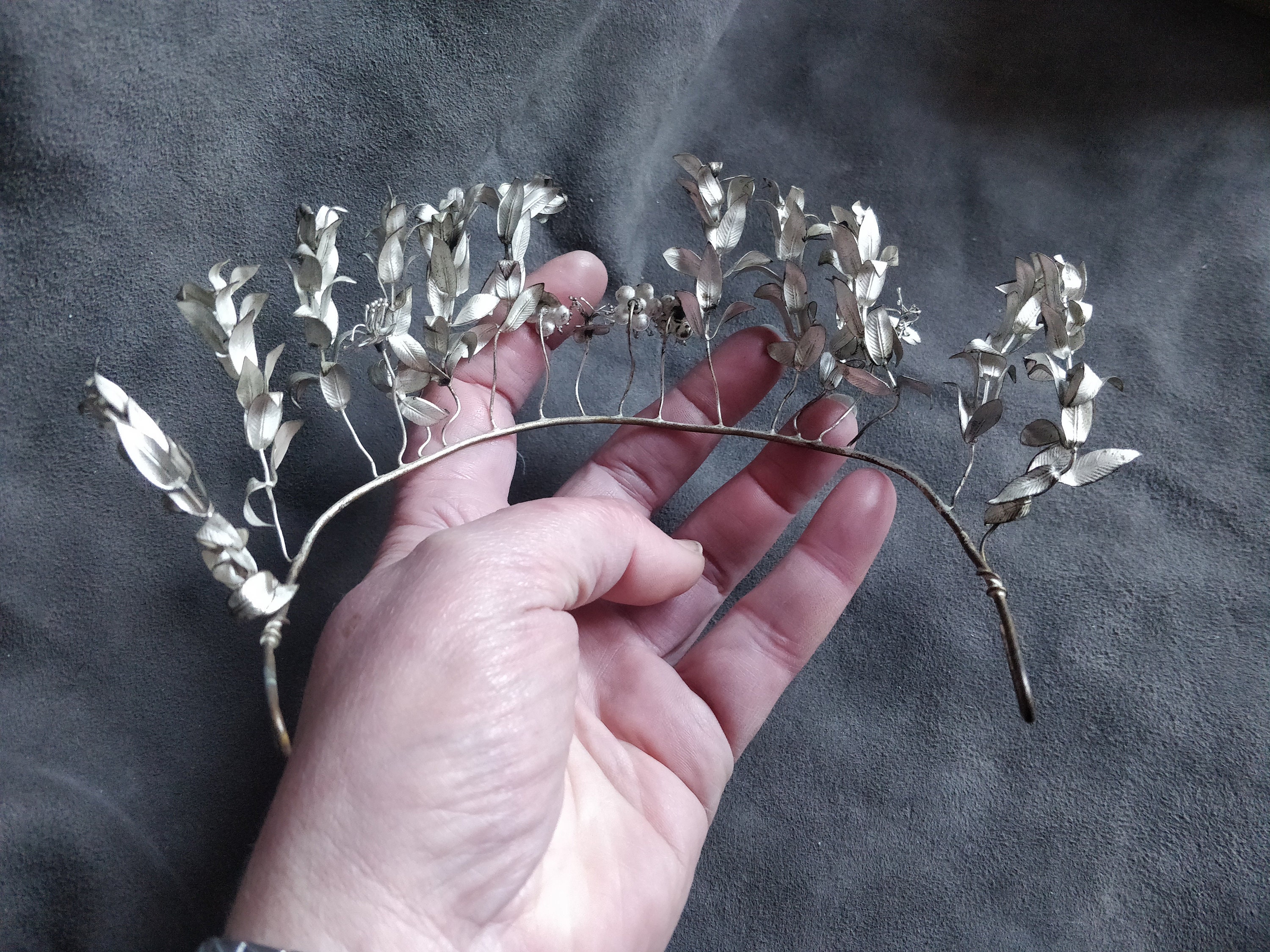 German silver myrtle crown myrtle Tiara wedding aniversary | Etsy