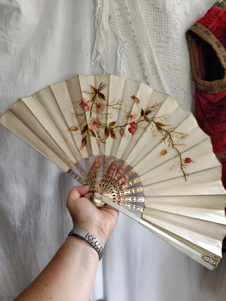 Hand Embroidered White Fan Edwardian so Shabby Chic | Etsy