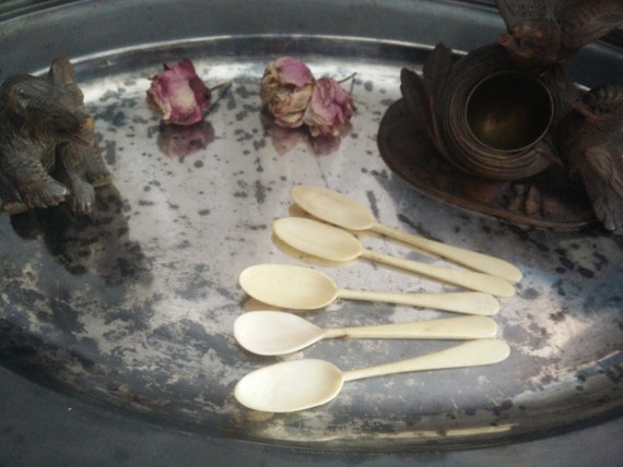 Victorian Carved Bone Spoons Antique Little Spoons Shabby | Etsy