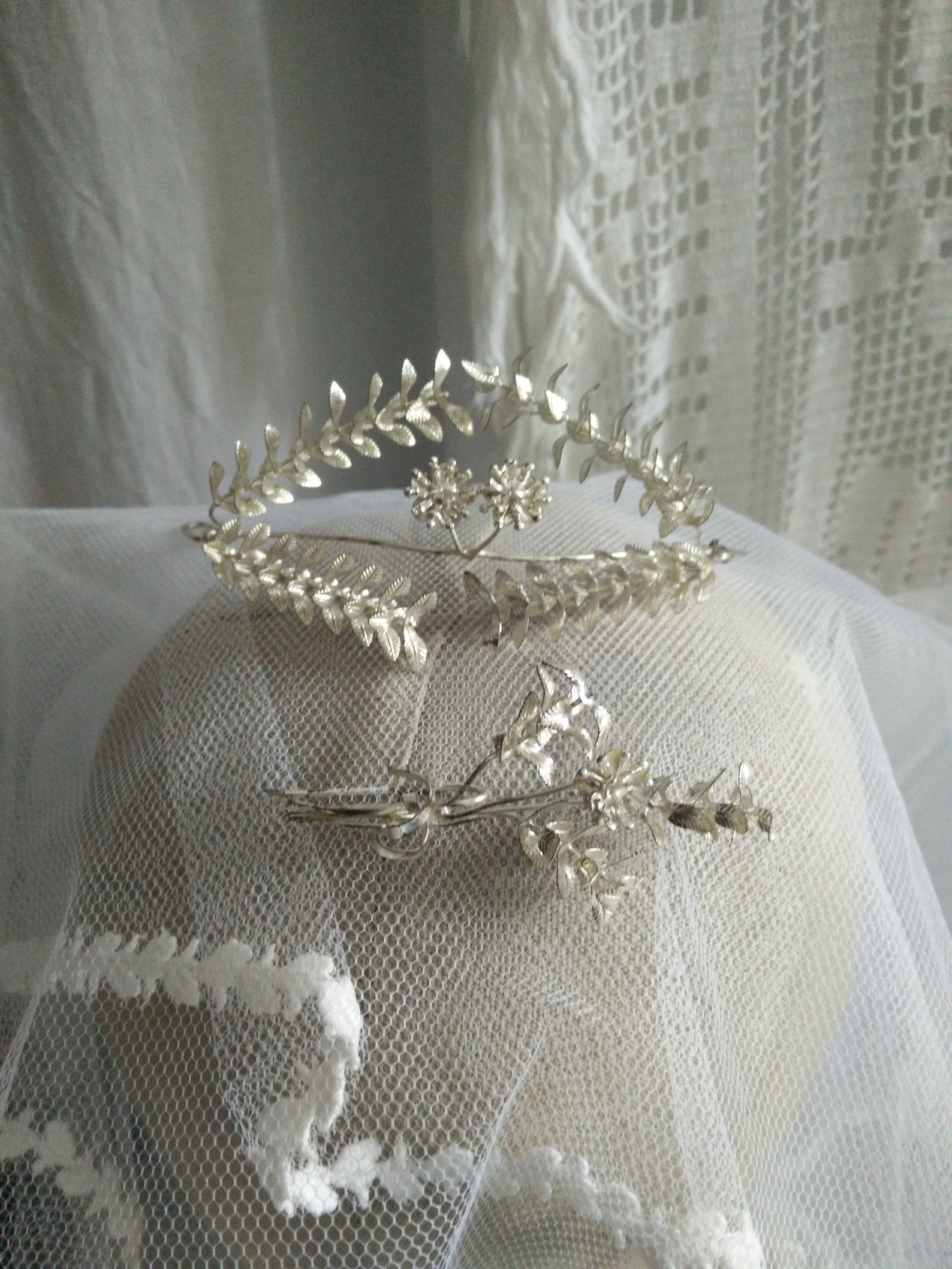 Elegant German Myrtle Crown, Vintage Silver Wedding Tiara, Silver ...
