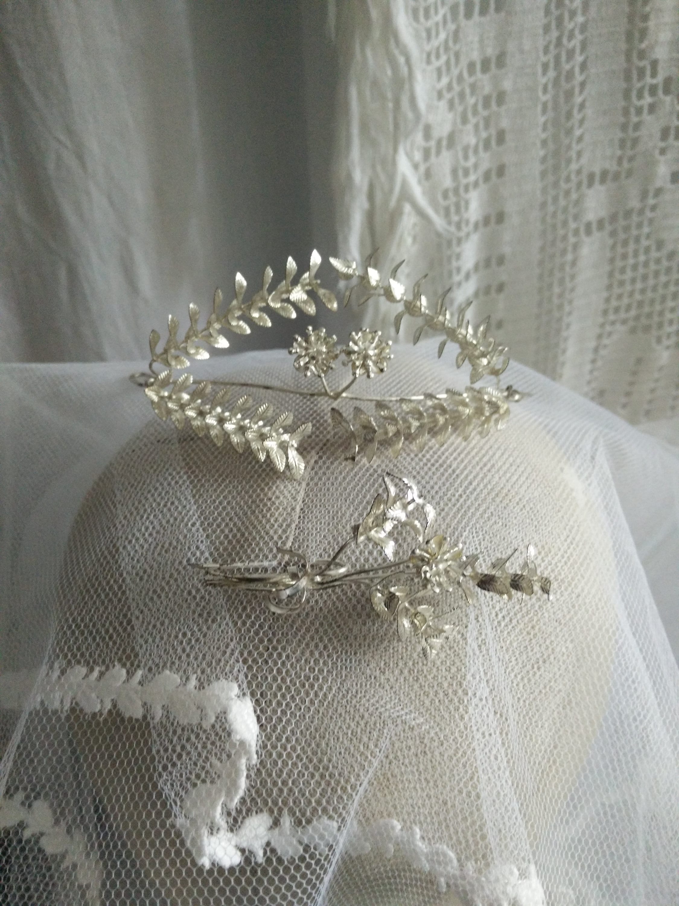 Elegant German Myrtle Crown Vintage Silver Wedding Tiara - Etsy