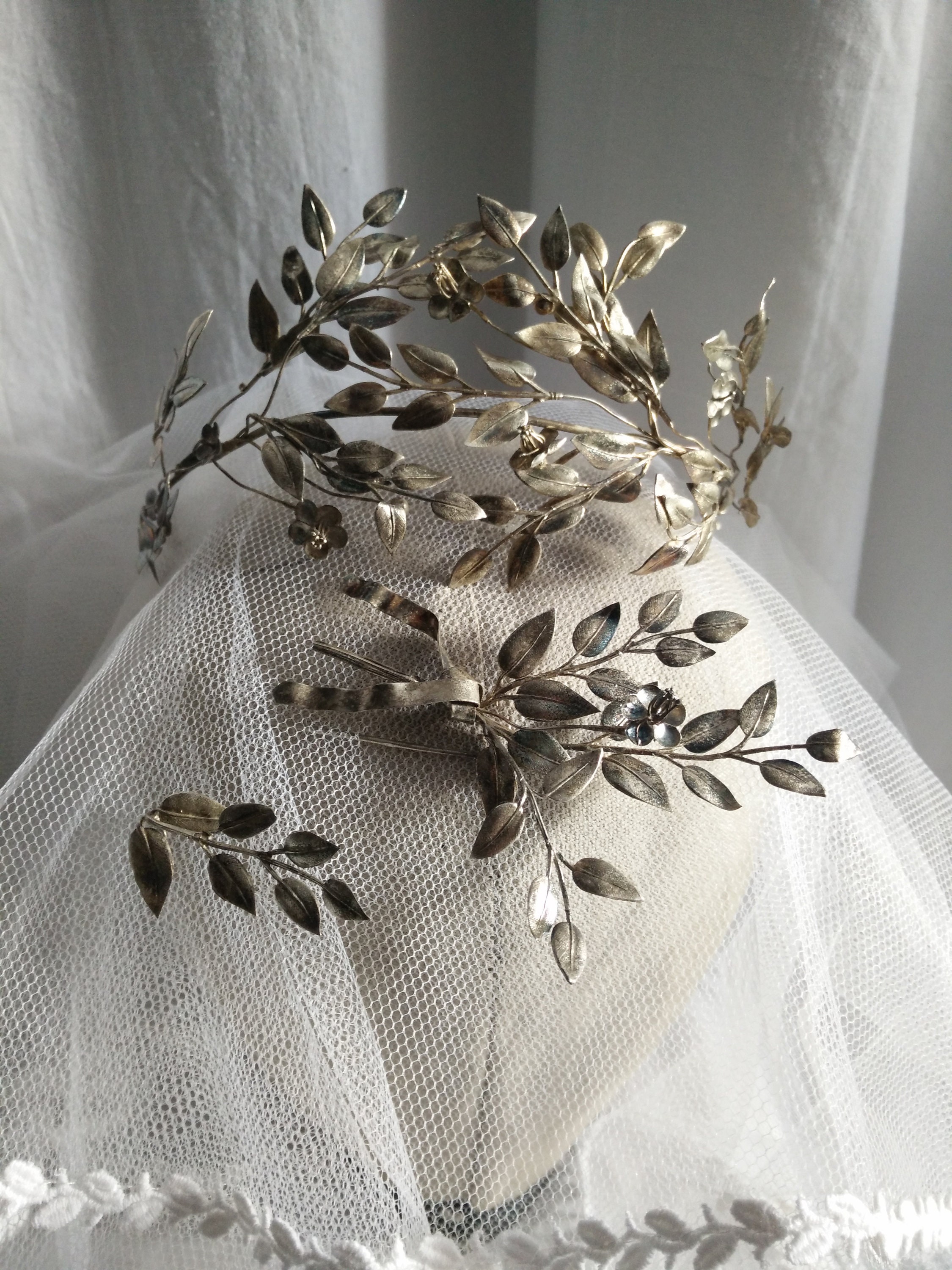 Victorian 800 silver german myrtle Tiara myrtle crown real | Etsy