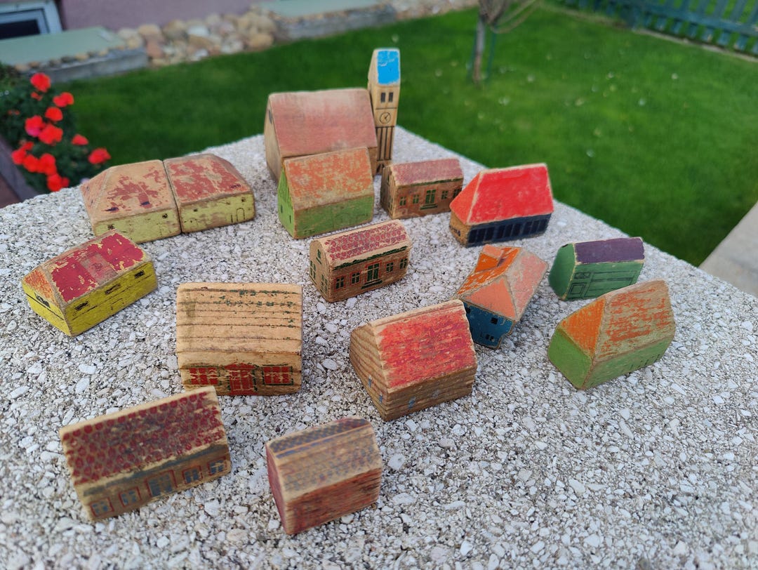 Lot of Old, German Putz Houses, Heavily Distressed, Used as Toys ...