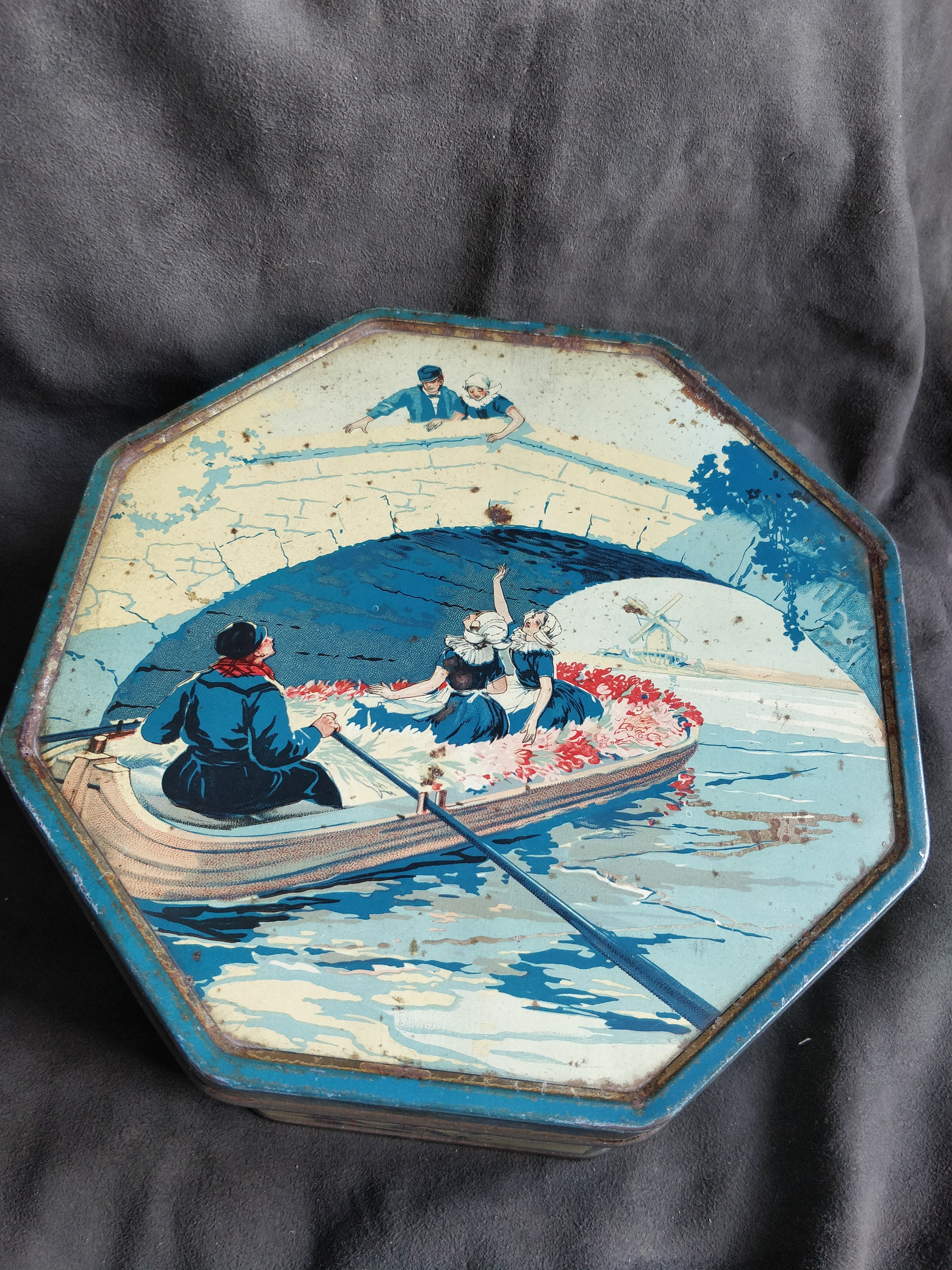 Antique tin Box dutch Motivs very cute blue and White | Etsy