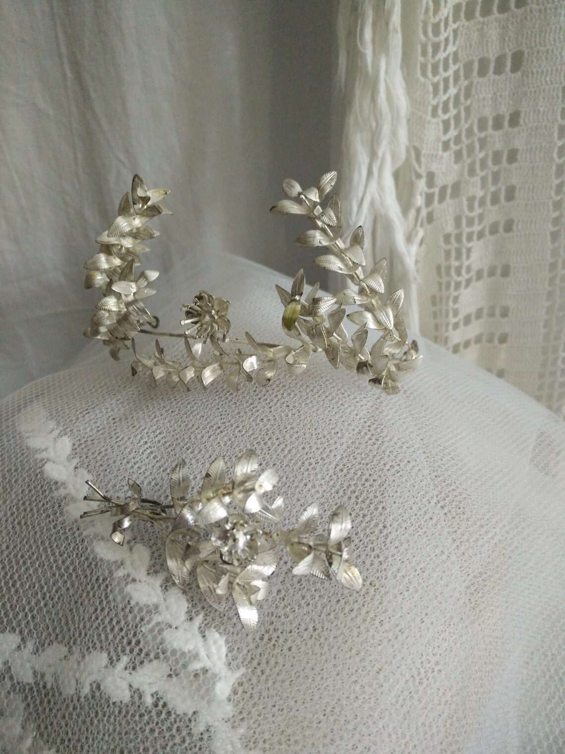 Elegant German Myrtle Crown Vintage Silver Wedding Tiara - Etsy