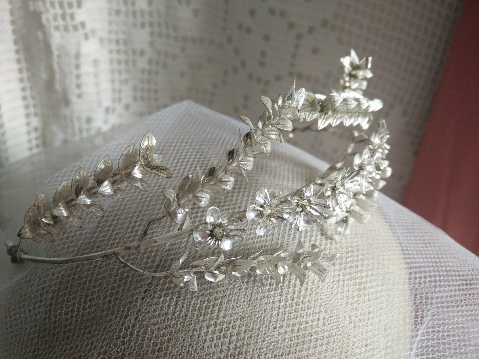 German silver myrtle crown myrtle Tiara wedding aniversary | Etsy