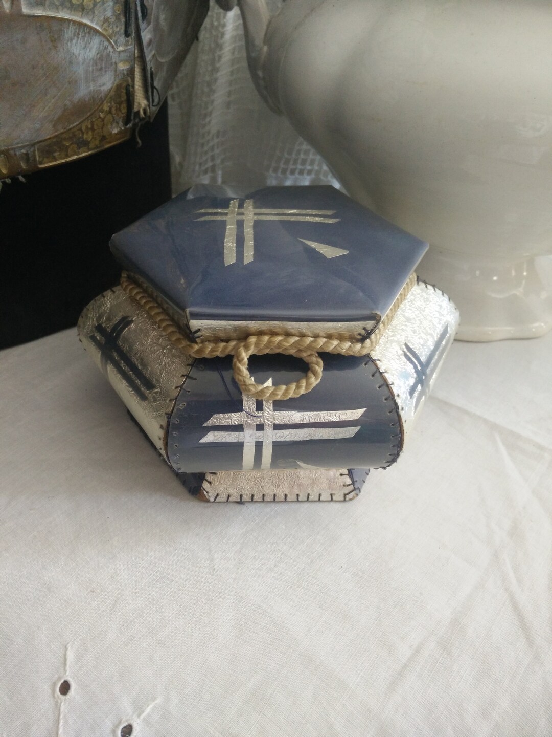 Boudoir Box, Art Deco Homemade Aluminium Foil, Cardboard and Celluloid ...