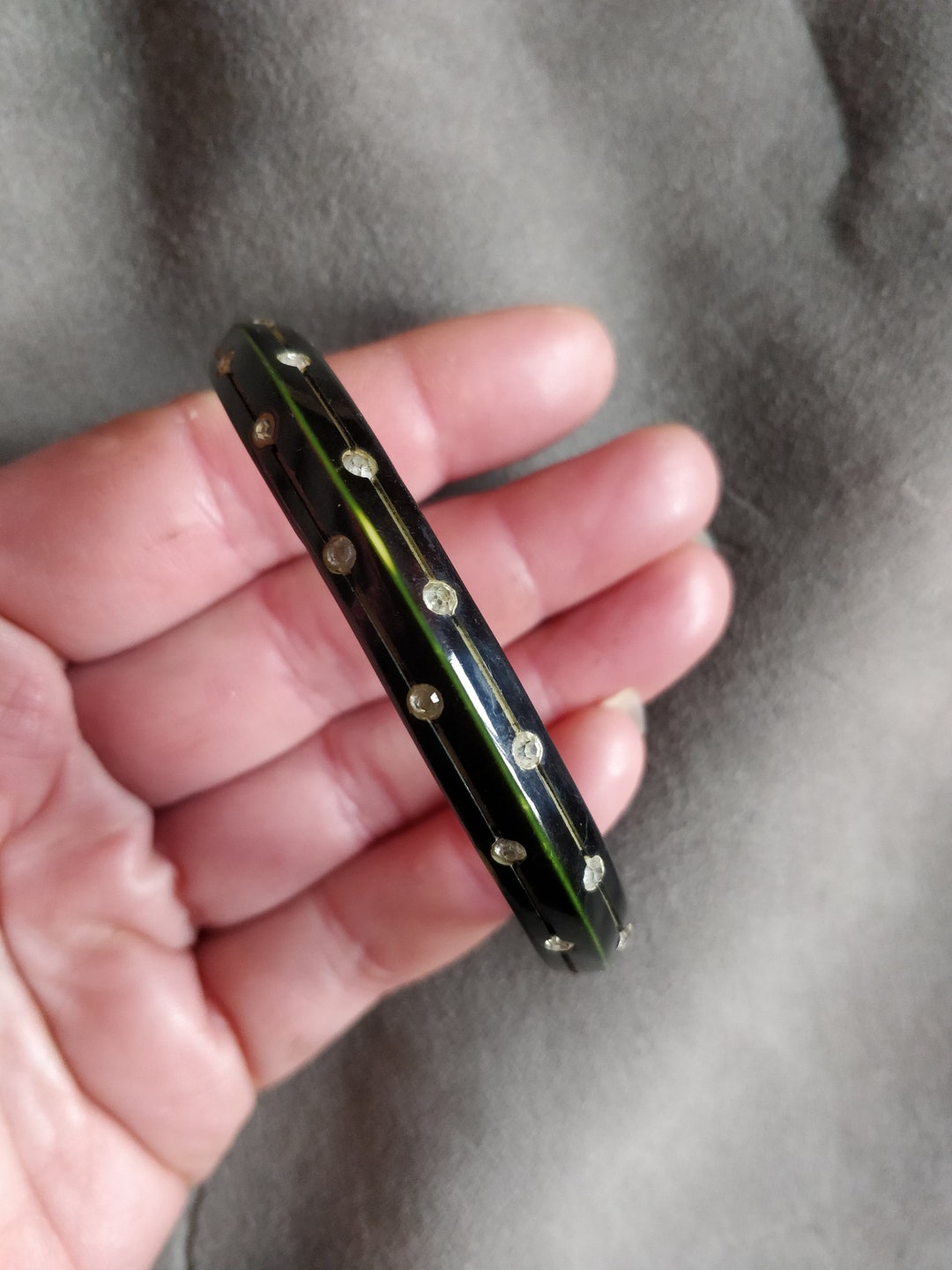 Art Deco Early Plastic or Celluloid Bangle, Rhinestones, Edwardian - Etsy