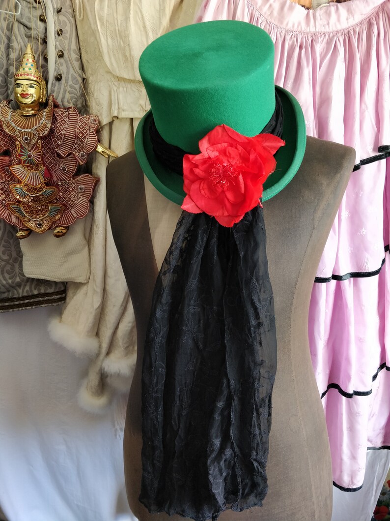 Vintage Green Top Hat Ring Master Hat Circus Hat Boudoir | Etsy