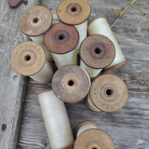 10 Old Spools for Industrial Decor, Thread Spools, Posamentery, Nylon ...