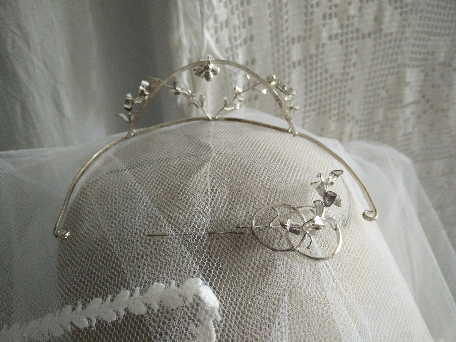 Elegant German Myrtle Crown Vintage Silver Wedding Tiara - Etsy