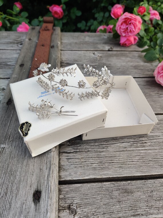 Elegant german myrtle crown, vintage silver wedding T… - Gem