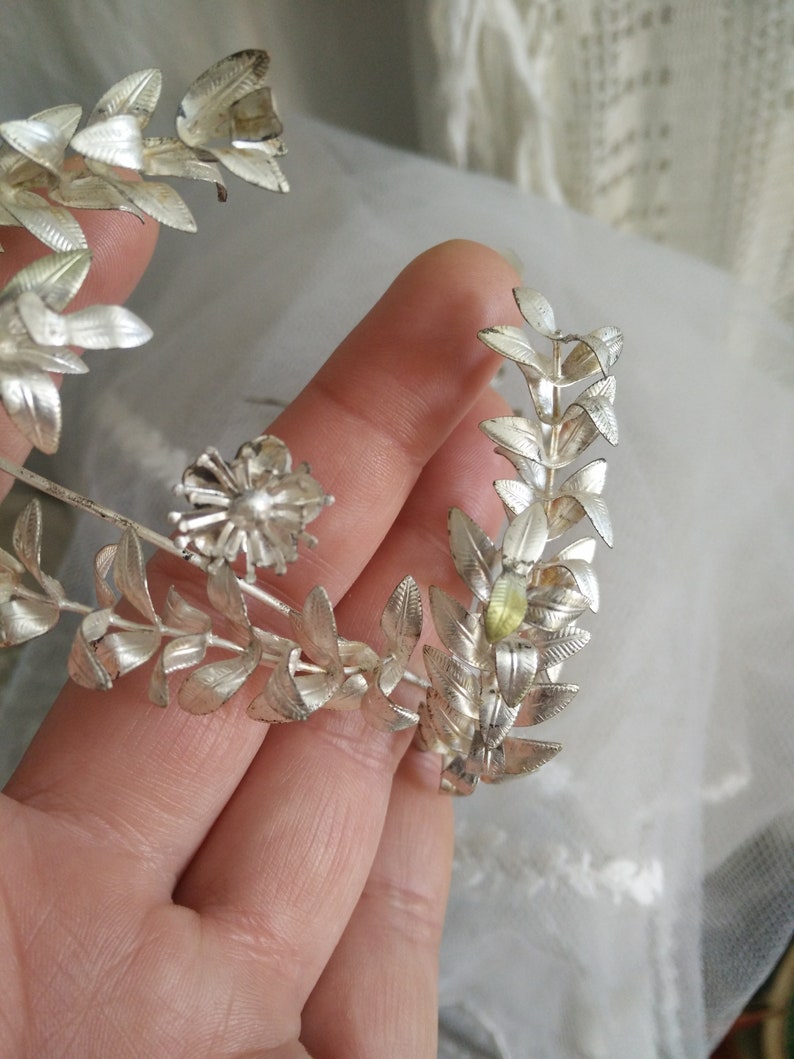 Elegant German Myrtle Crown, Vintage Silver Wedding Tiara, Silver ...