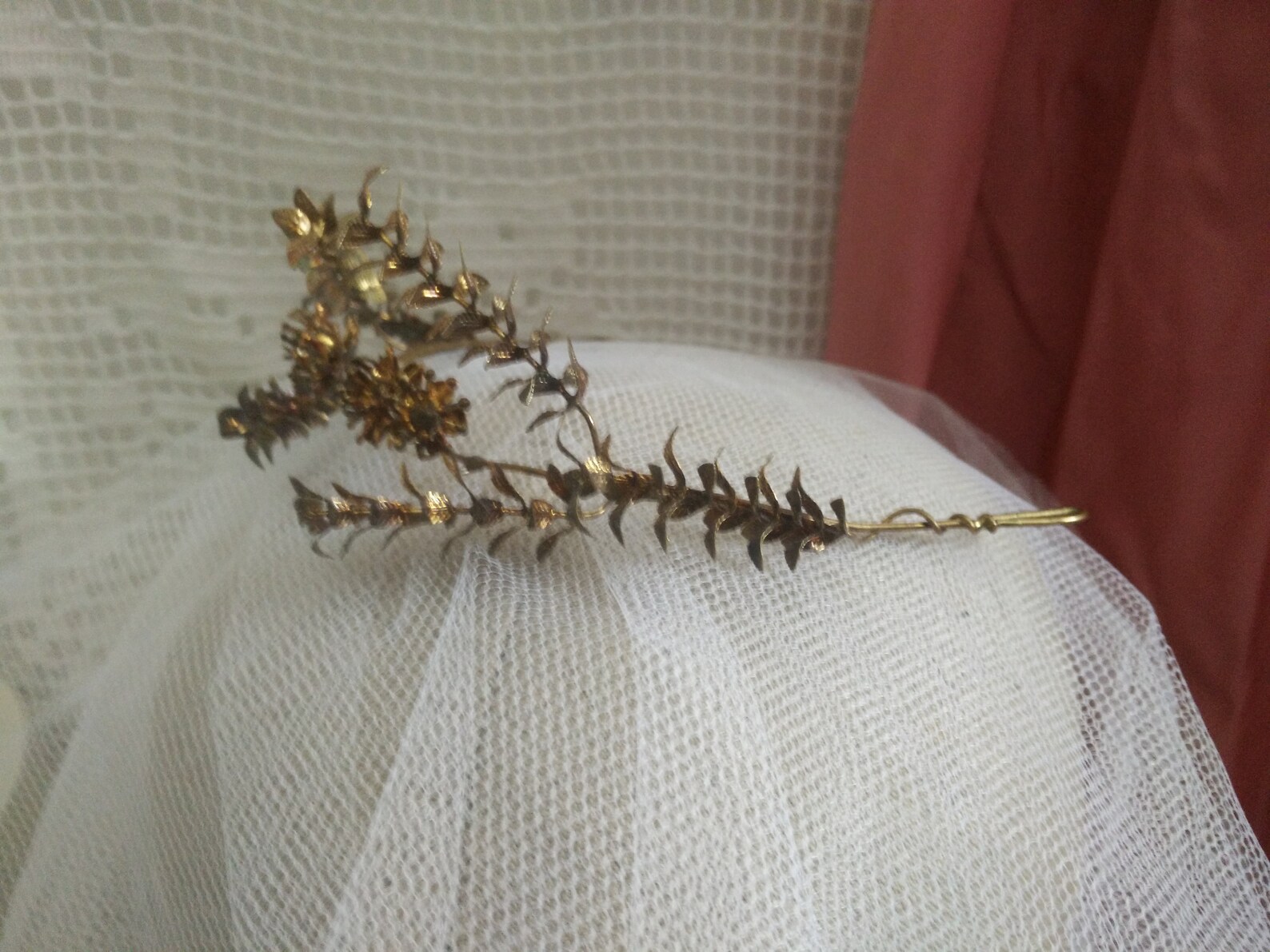 Vintage German Myrtle Tiara, Golden, Blackend Wedding Crown, Myrtle ...