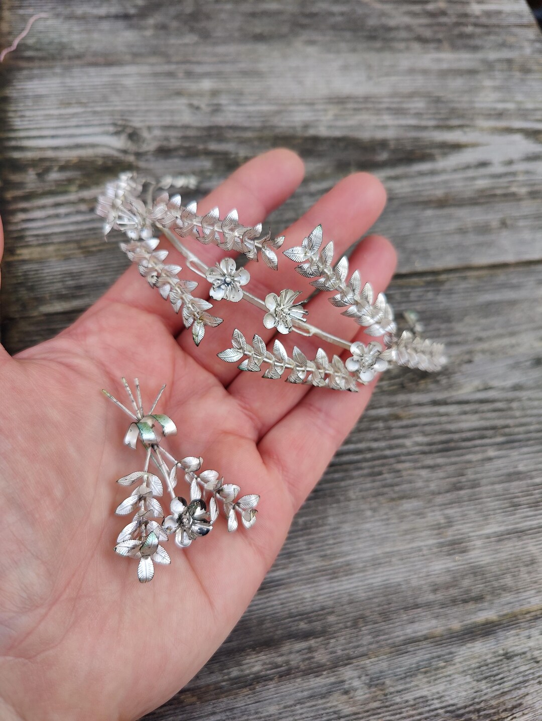 Elegant German Myrtle Crown, Vintage Silver Wedding Tiara, Silver ...