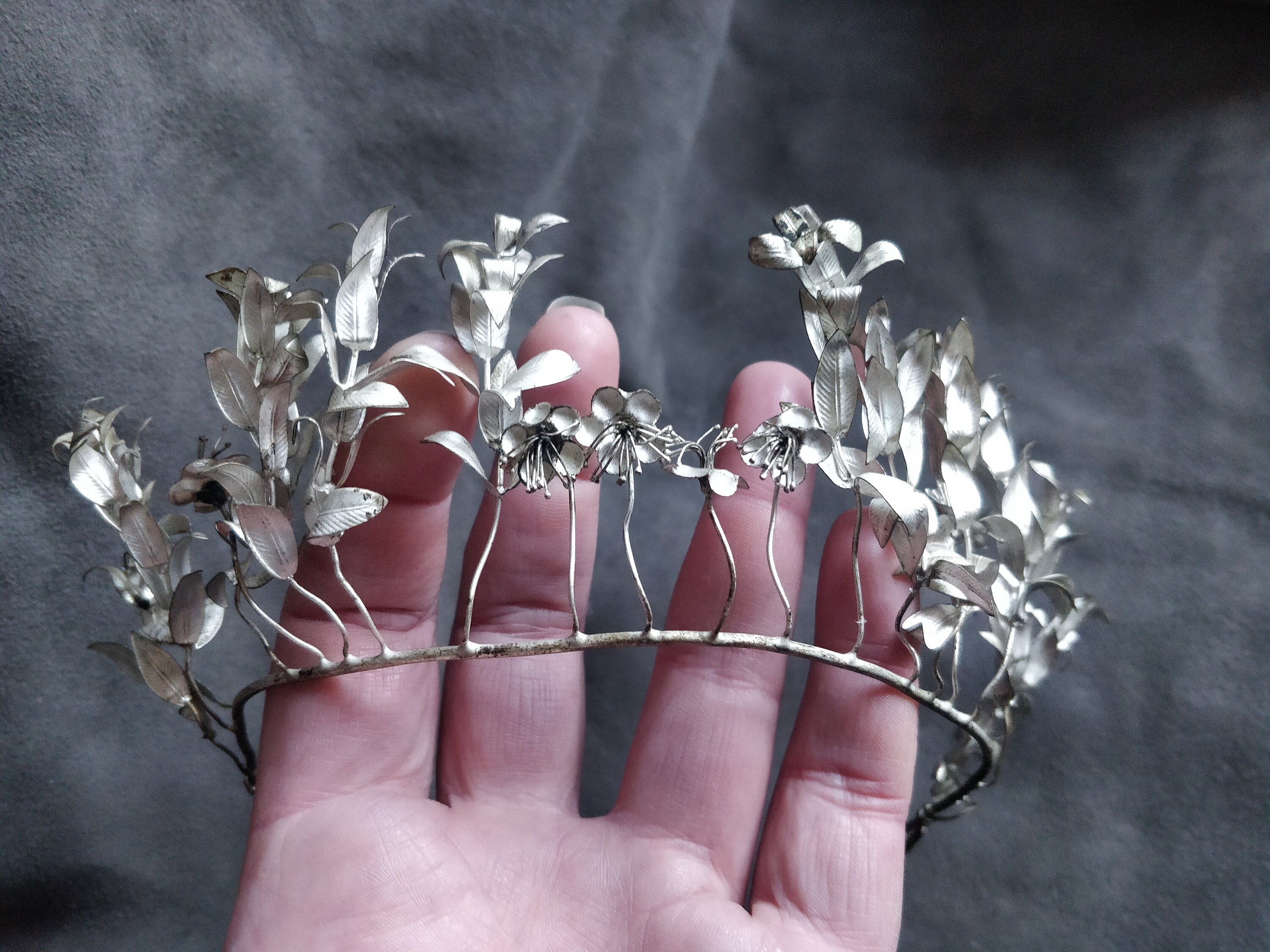 German silver myrtle crown myrtle Tiara wedding aniversary | Etsy