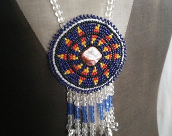 Traditional native American hand beaded rosette medallion - munimoro.gob.pe