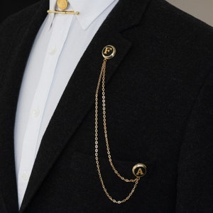 Customized Initial Jacket Chain Brooch, Personalized Letter Handmade ...