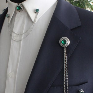 Handmade Jacket Shirt Chain Pin & Lapel Pin Brooch Set: Men's Suit ...