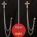 Cross Lapel Pin: Gold & Silver Color Jacket Chain Brooch for Men's Suit ...