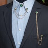 Gold Chain Lapel Pin: Emerald Rhinestone Cross Brooch Set - Etsy