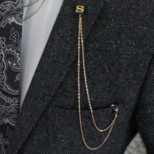 Handmade Jacket Chain Brooch / Lapel Chain Pin / Men's - Etsy