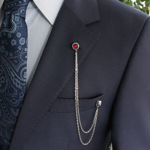 6 MODELS Handmade Jacket Chain Brooch / Man's Lapel Pin - Etsy