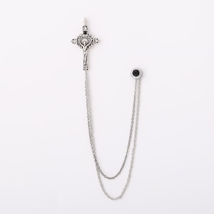 Jesus Lapel Pin, Jesus on the Cross Jacket Chain Brooch, Jacket Pin ...