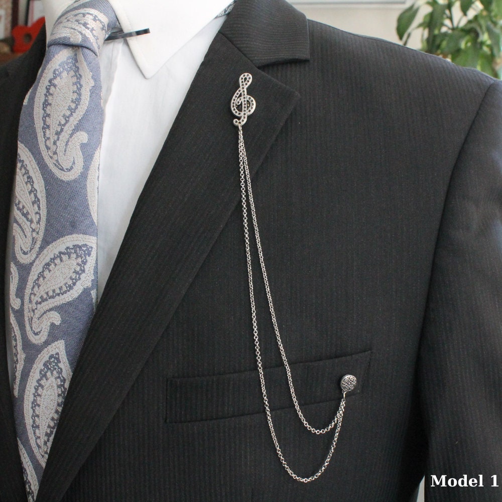 Sailboat-Treble Clef-Leaf Figured Jacket Chain Brooch Jacket | Etsy