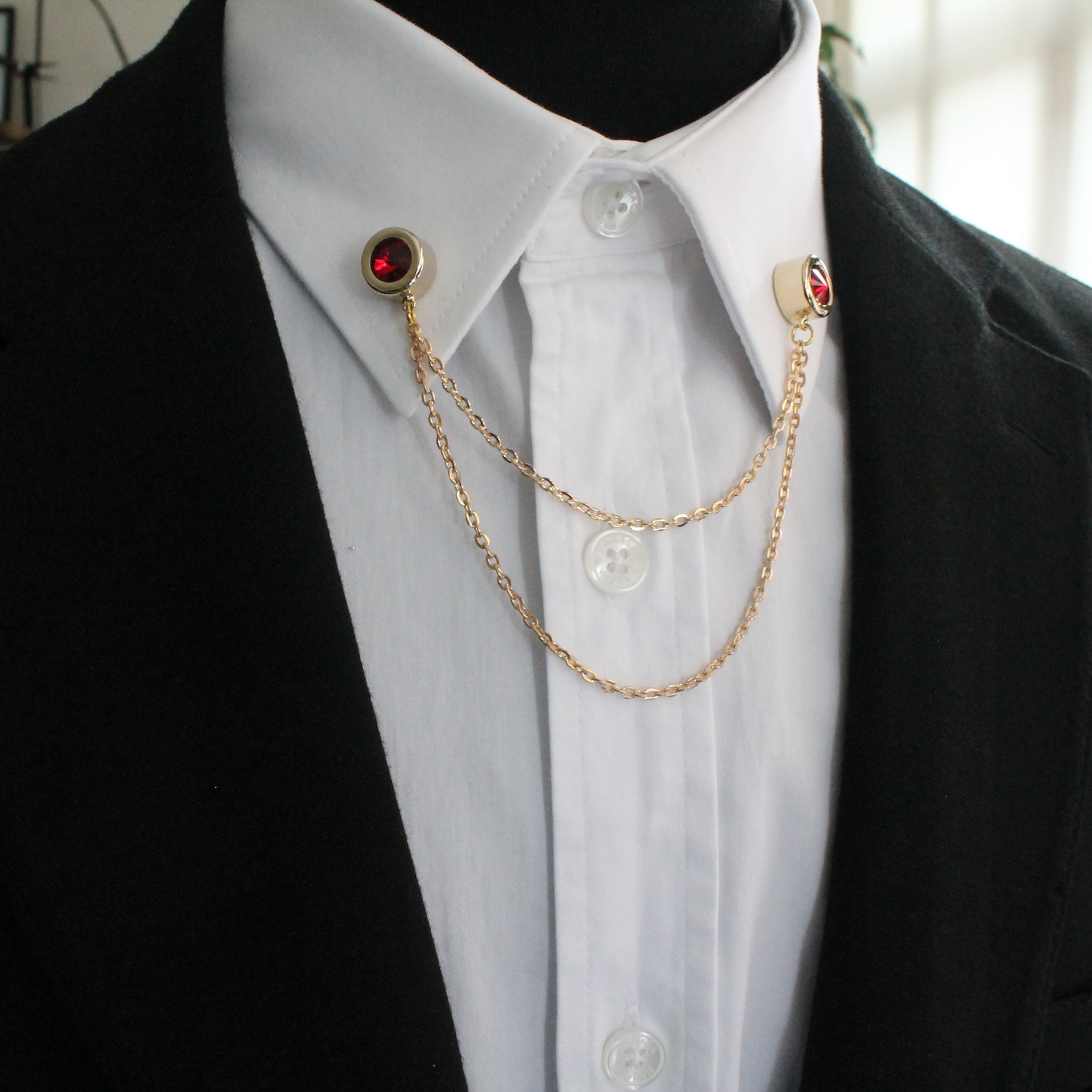 5 in 1 Shirt Collar Pin With Changeable Stones Shirt Gold - Etsy