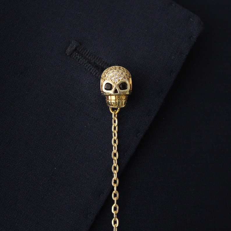 Skull Lapel Chain Handmade Unique Design Lapel Chain Pin - Etsy