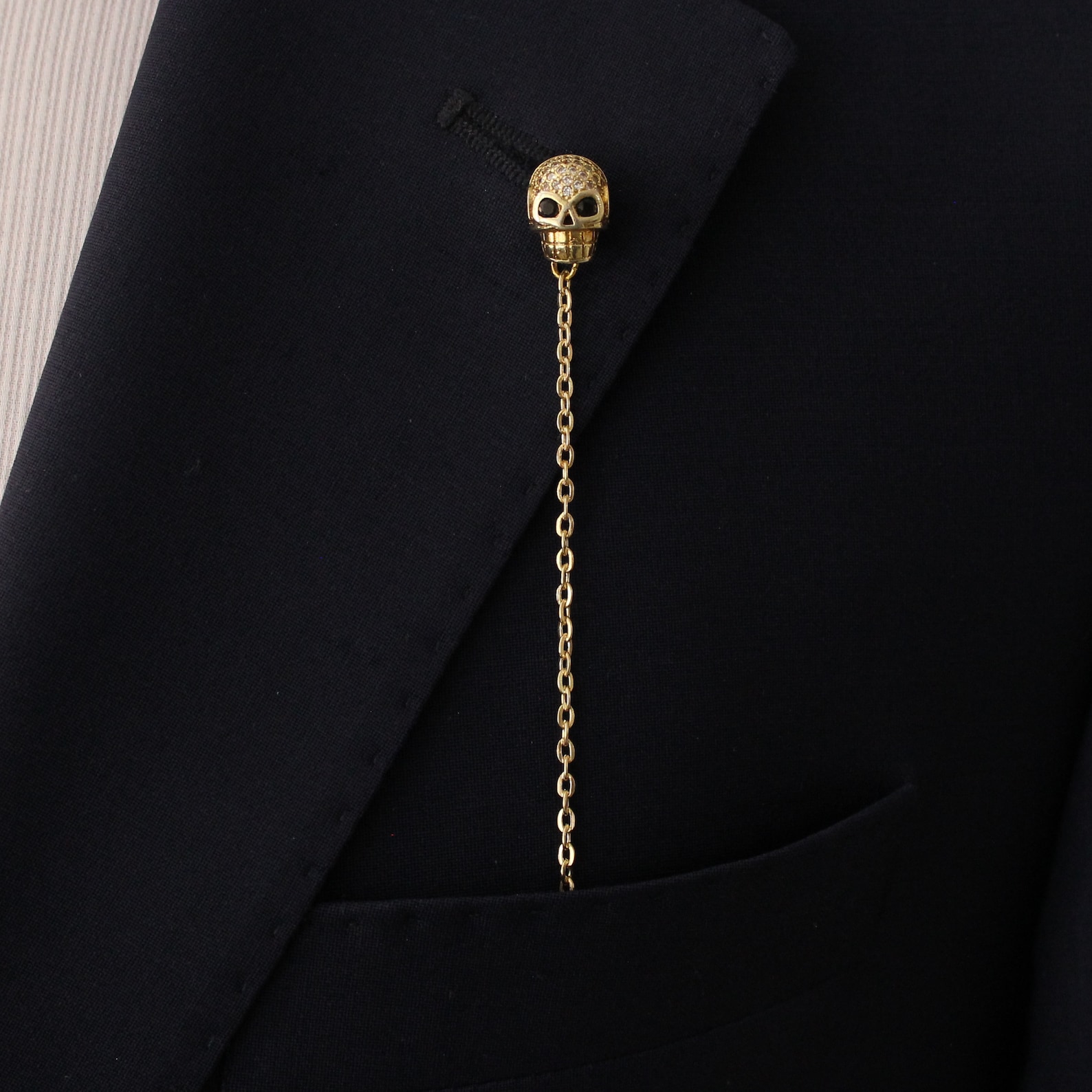 Skull Suit Lapel Chain Handmade, Jacket Lapel Chain Pin, Gift for Him ...