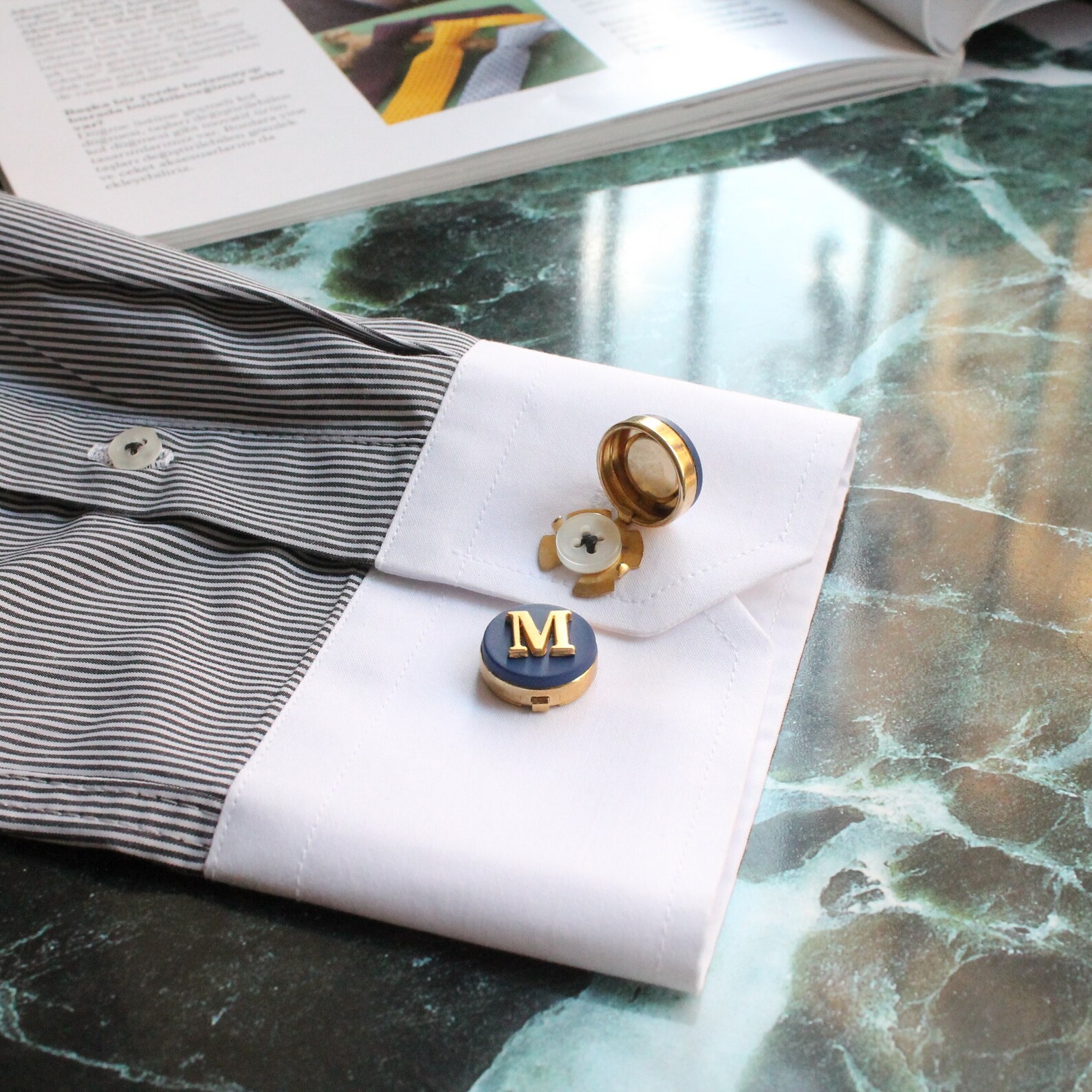 Personalized Button Cover Cufflinks, Handmade Letter Initial Cufflinks ...