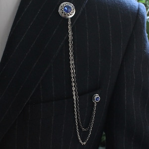 Jacket Shirt Lapel Pin Set, Collar Chain Brooch, Shirt Chain Pin, Lapel ...