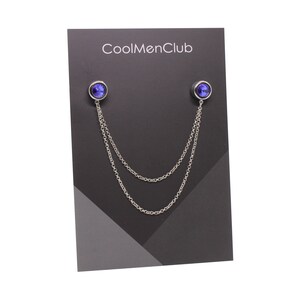 5 in 1 Shirt Collar Pin With Changeable Stones, Shirt Silver Chain ...