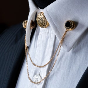 Handmade Shirt Jacket Collar Chain Brooch Set, Lapel Pin,shirt Chain ...