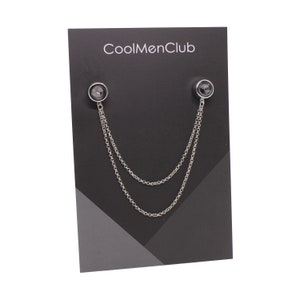 5 in 1 Shirt Collar Pin With Changeable Stones, Shirt Silver Chain ...
