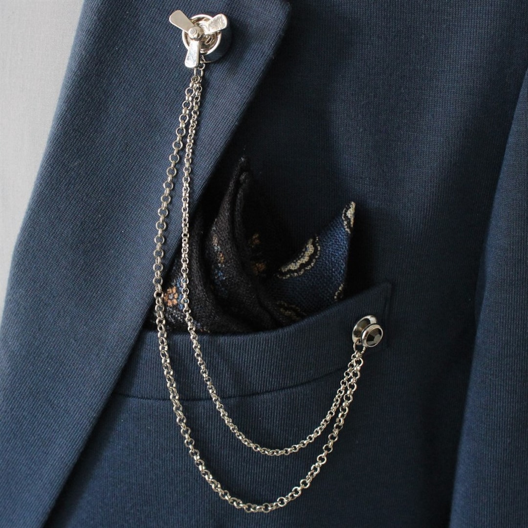 Handmade Jacket Chain Brooch: Men's Suit Accessory - Etsy
