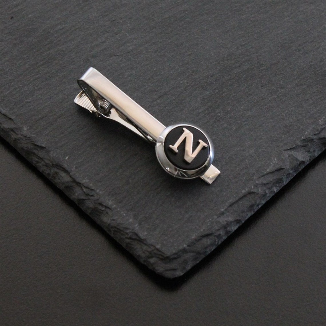 Customized Letter Tie Clip, Handmade Tie Bar, Initial Collar Pin for ...