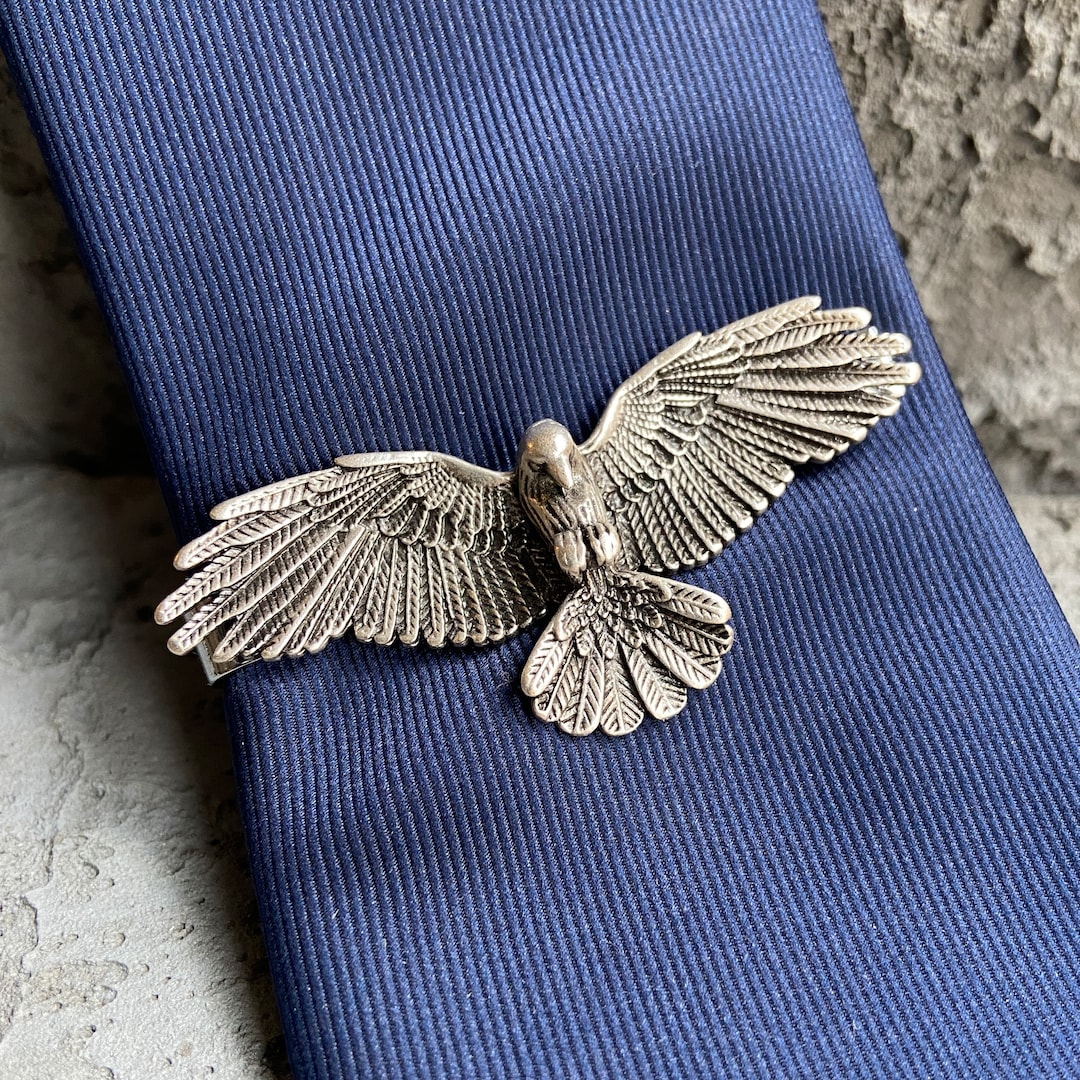 Handmade Eagle Figured Tie Clips, Silver Plated Tie Bar, Wedding Tie ...