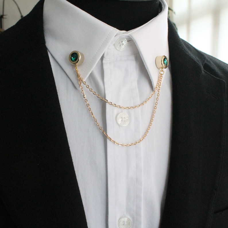5 in 1 Shirt Collar Pin With Changeable Stones Shirt Gold - Etsy