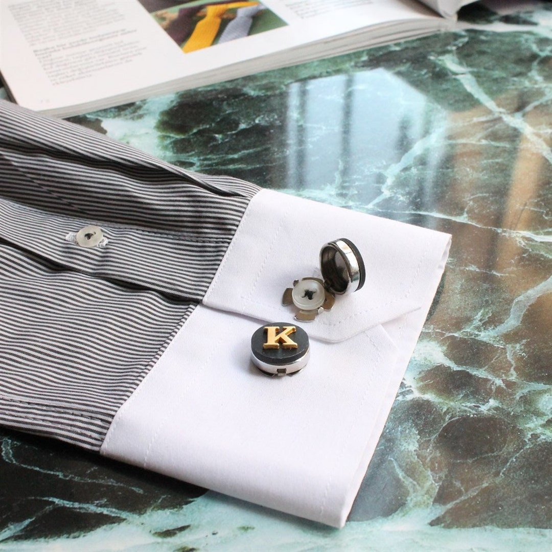 Personalized Initial Cufflinks: Handmade Custom Button Cover, Gold ...
