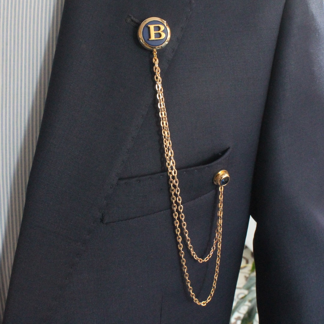 Customized Handmade Chain Lapel Brooch, Personalized Letter Jacket ...