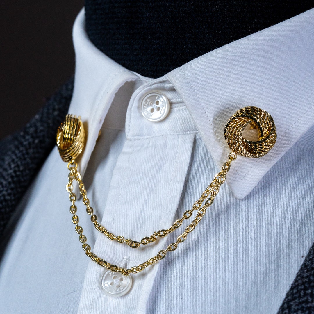 Shirt Chain Brooch, Gold Shirt Lapel Pin, Silver Shirt Brooch, Shirt ...