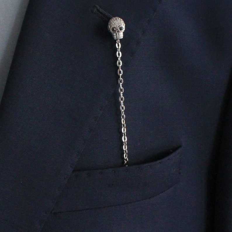 Skull Suit Lapel Chain Handmade, Jacket Lapel Chain Pin, Gift for Him ...