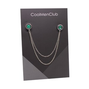 5 in 1 Shirt Collar Pin With Changeable Stones, Shirt Silver Chain ...